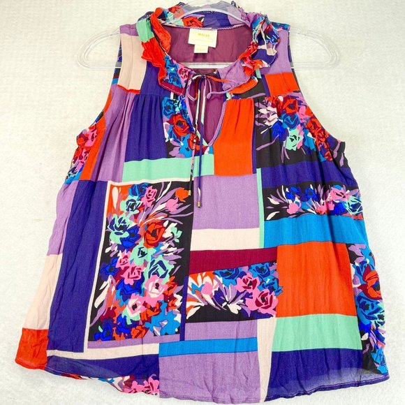 Maeve | Tops | Maeve By Anthropologie Womens M Purple Colorblock Floral ...